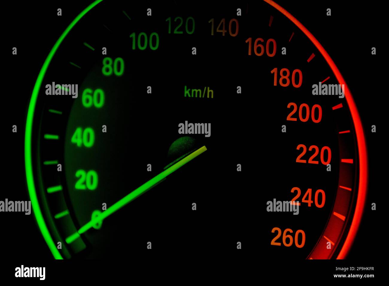 Car instrument panel dashboard closeup with visible speedometer, car ...