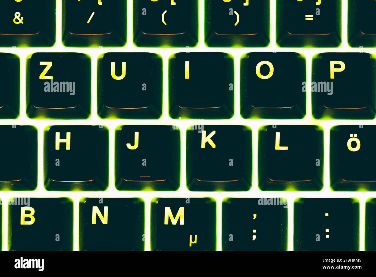 illuminated computer keyboard from above Stock Photo - Alamy