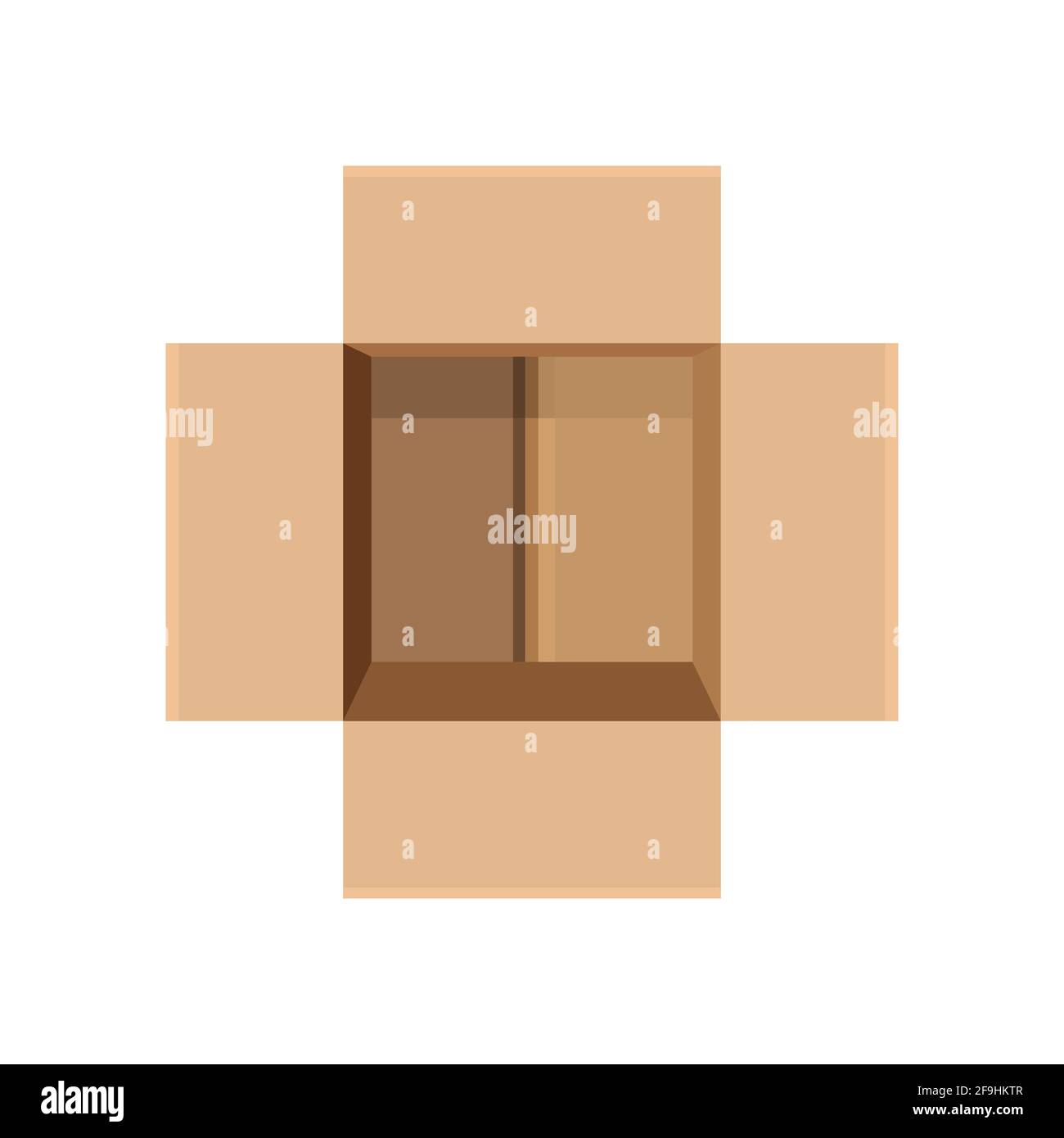 Opened Cardboard Box from top view. Solid and flat color vector ...