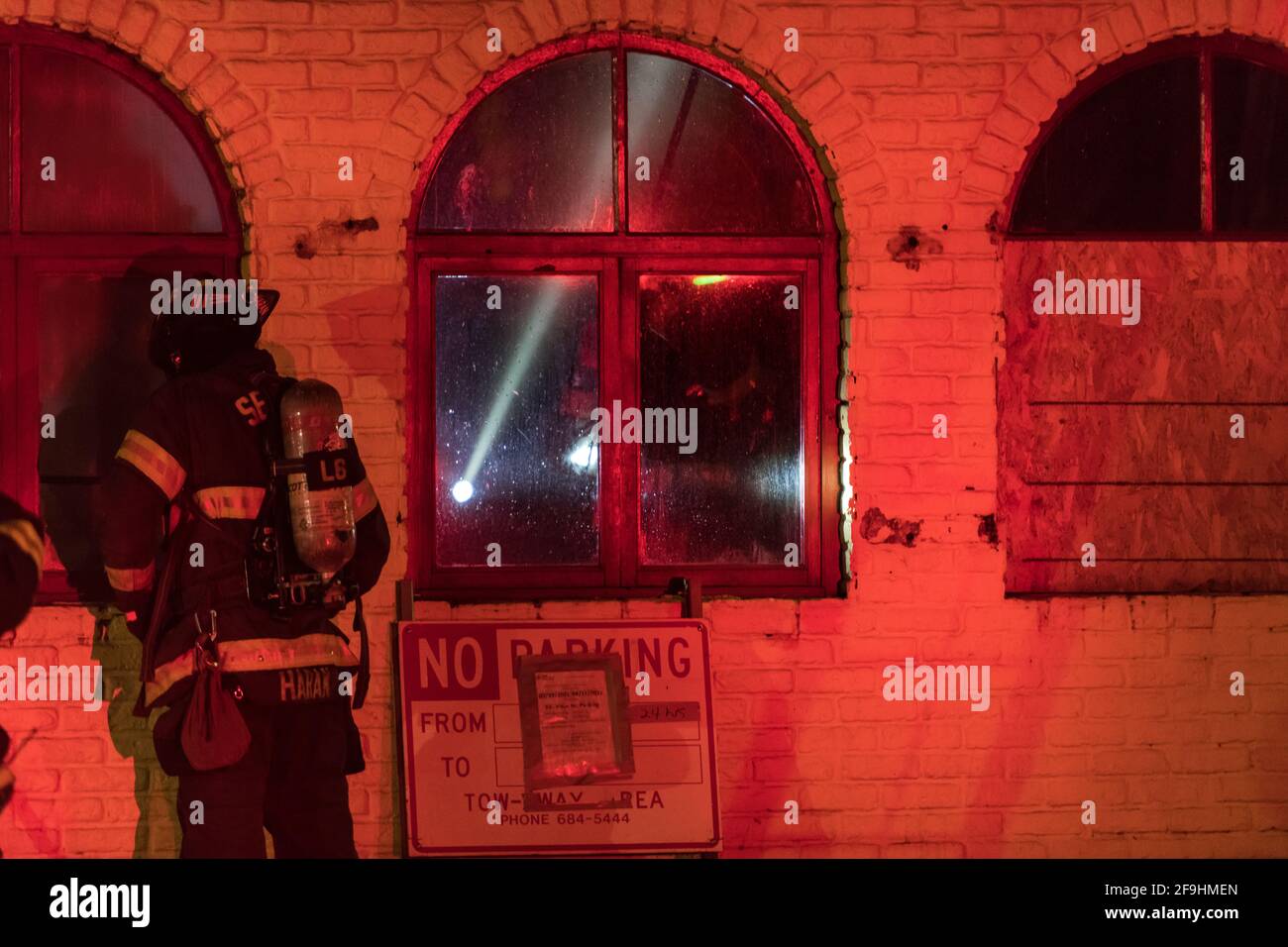 Seattle, USA. 18th Apr, 2021. Seattle Fire Department putting out ...