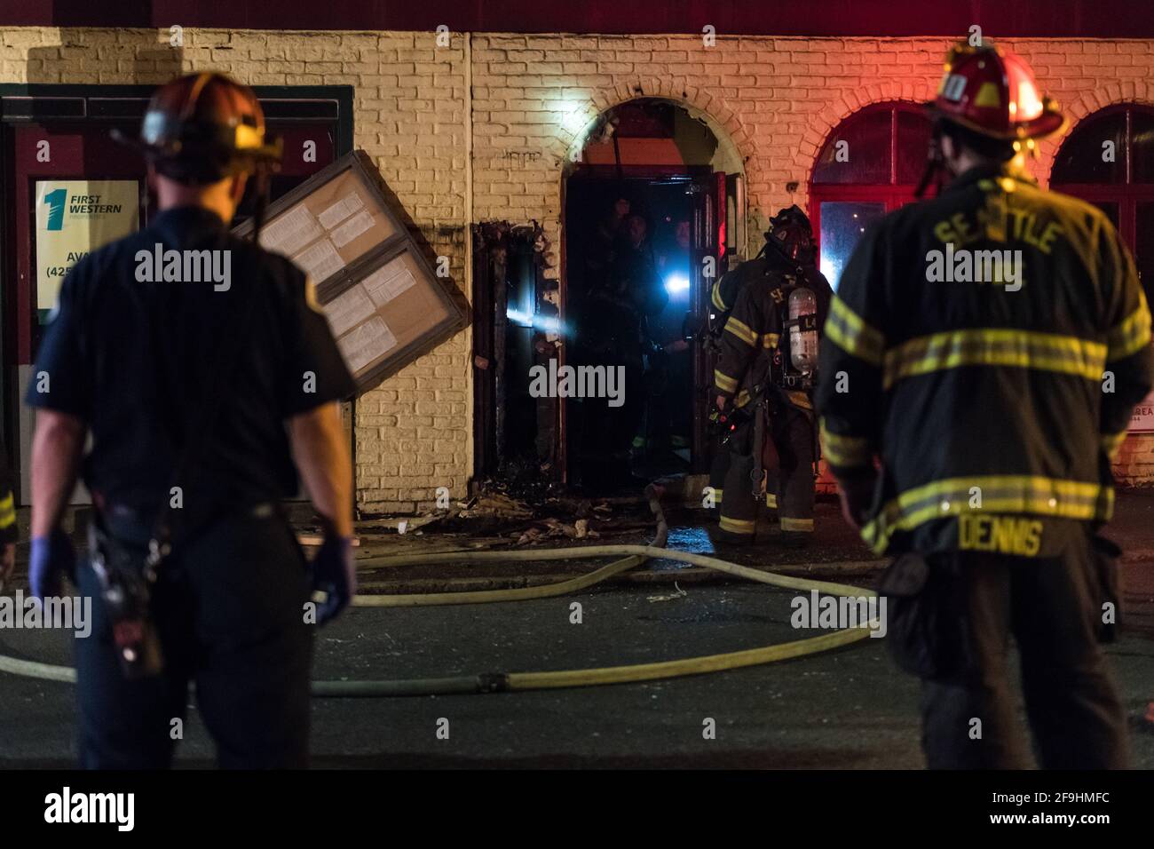 Seattle, USA. 18th Apr, 2021. Seattle Fire Department putting out ...