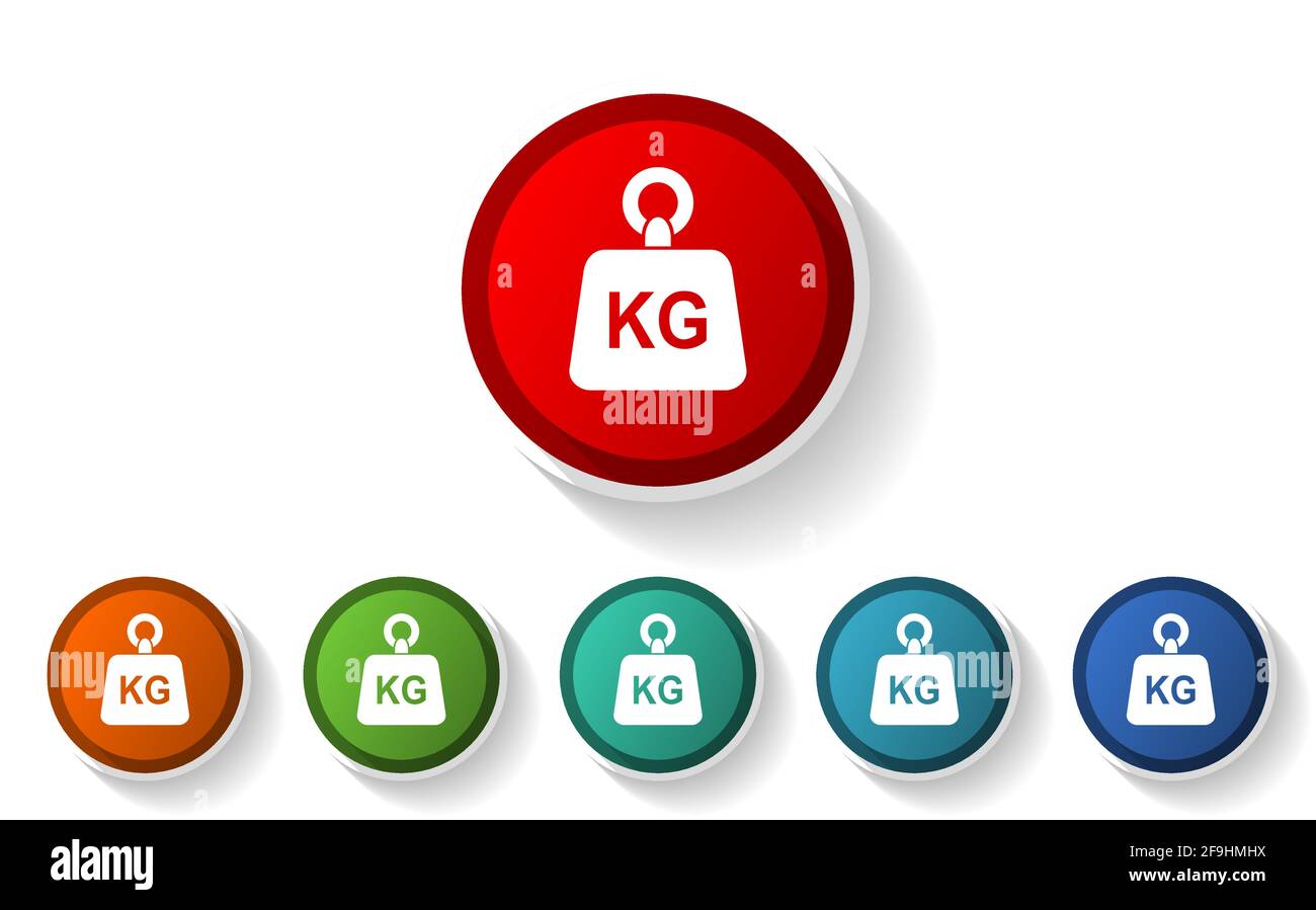 Weight, kg, kilogram vector icon set, flat design symbol collection in ...