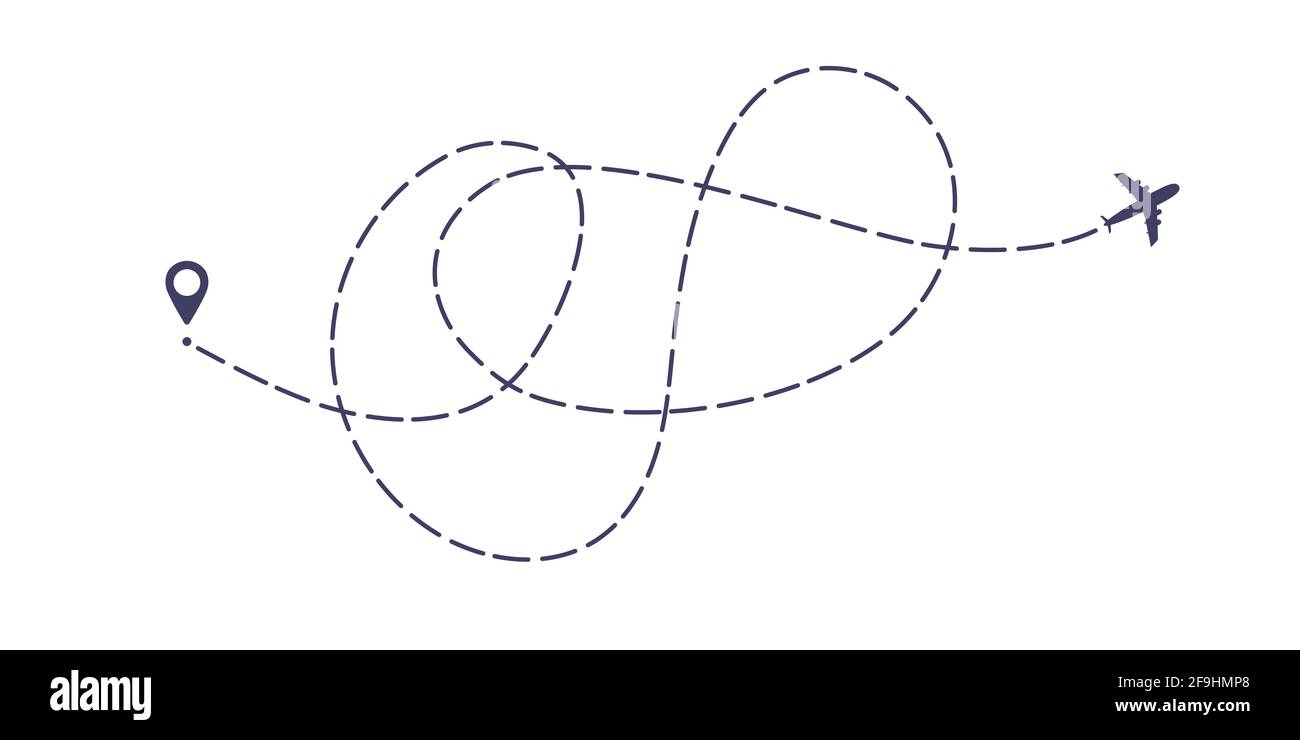Airplane dashed line path flat style design vector illustration ...