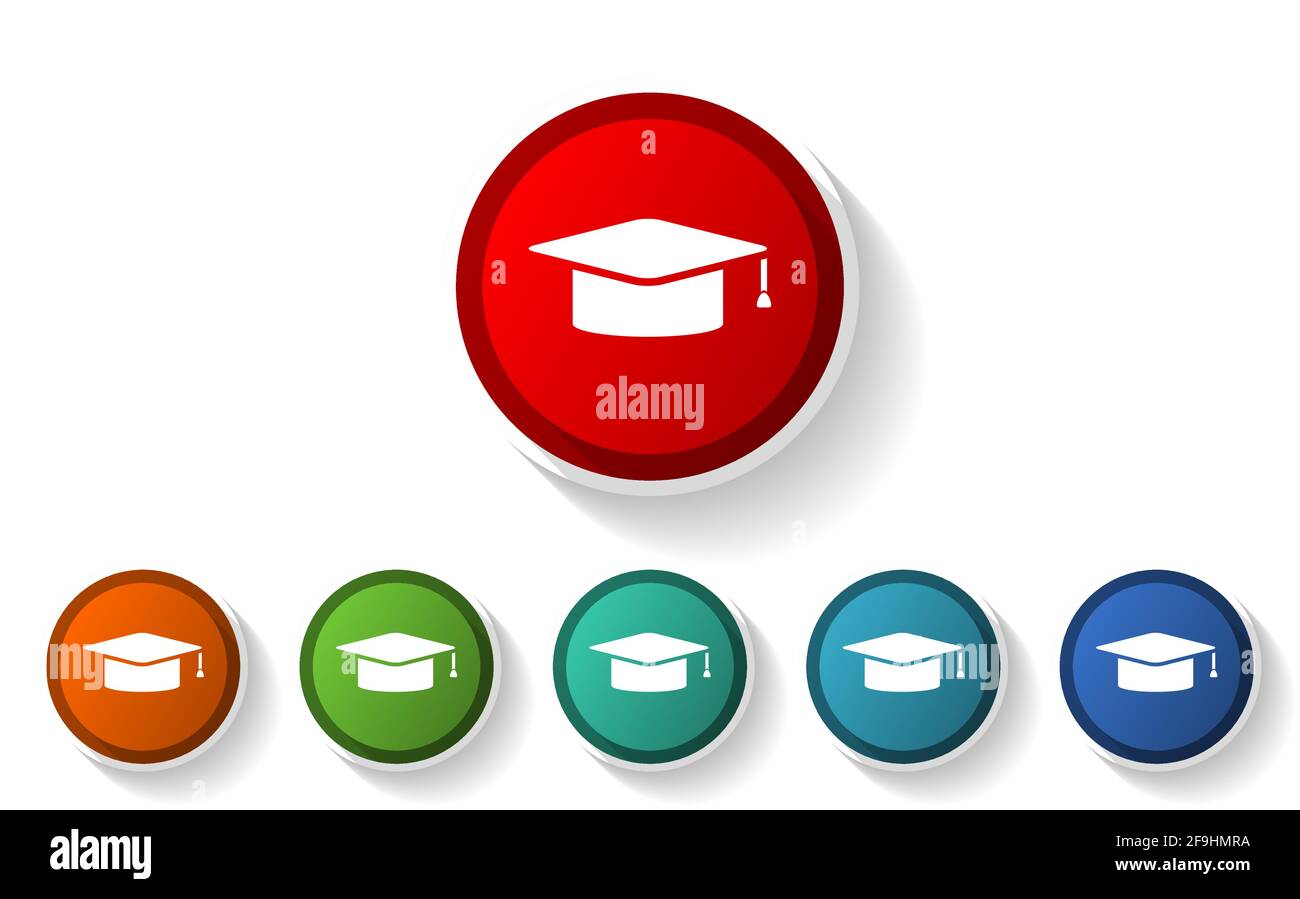 Graduation, cap, education vector icon set, flat design symbol ...