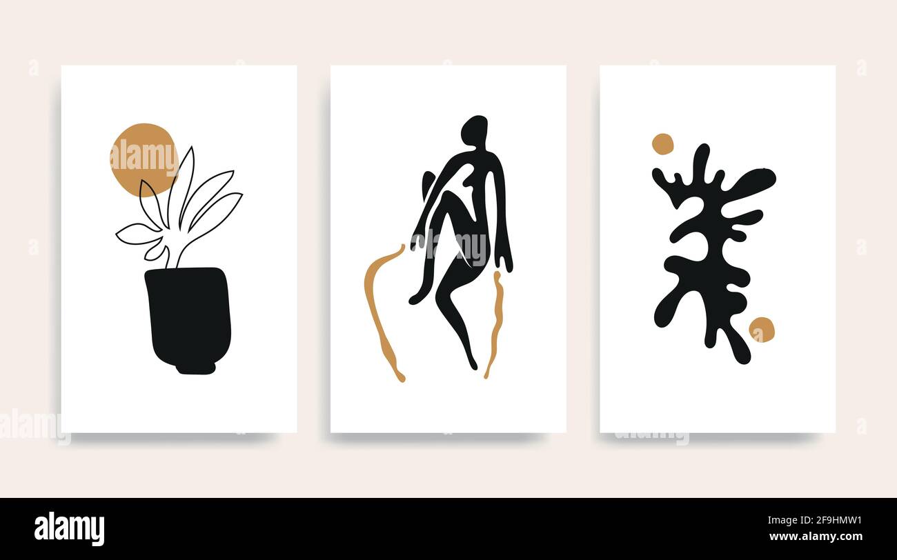 Contemporary Henri Matisse abstract vector poster. Woman figure ...