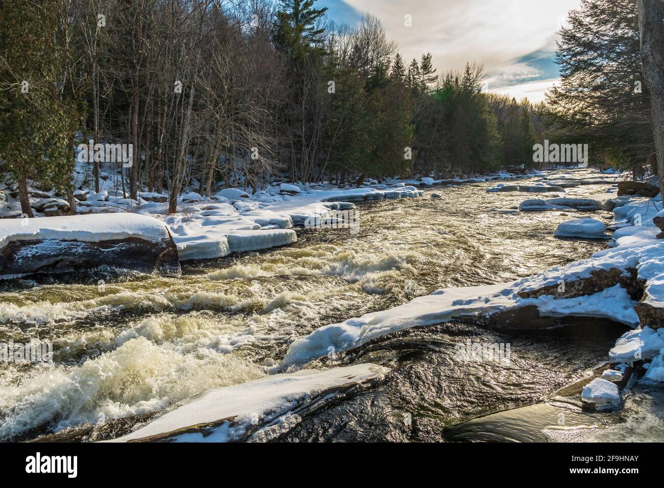 Oxtongue Rapids Dwight Ontario Canada in winter Stock Photo - Alamy
