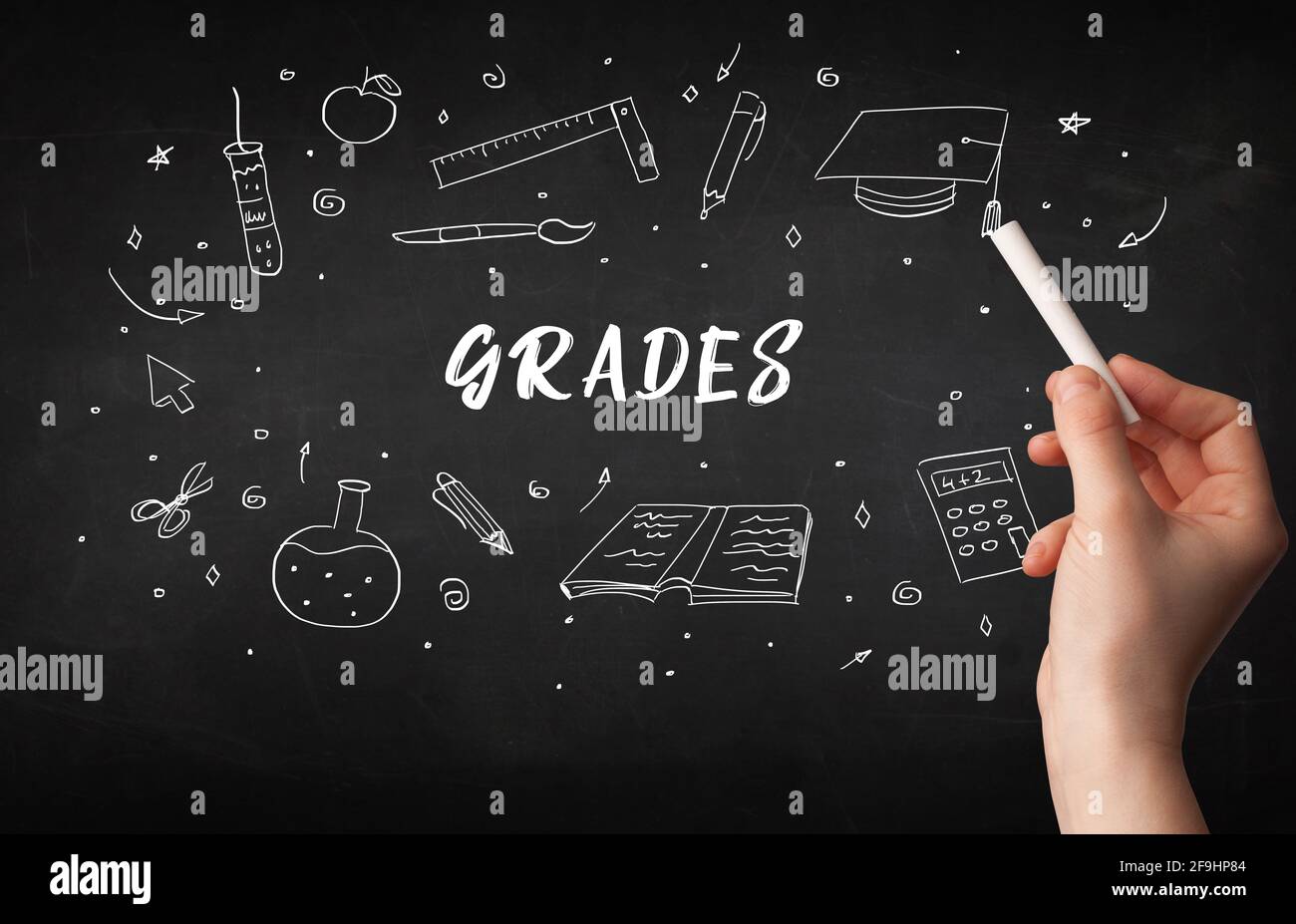 Hand drawing education concept concept Stock Photo - Alamy