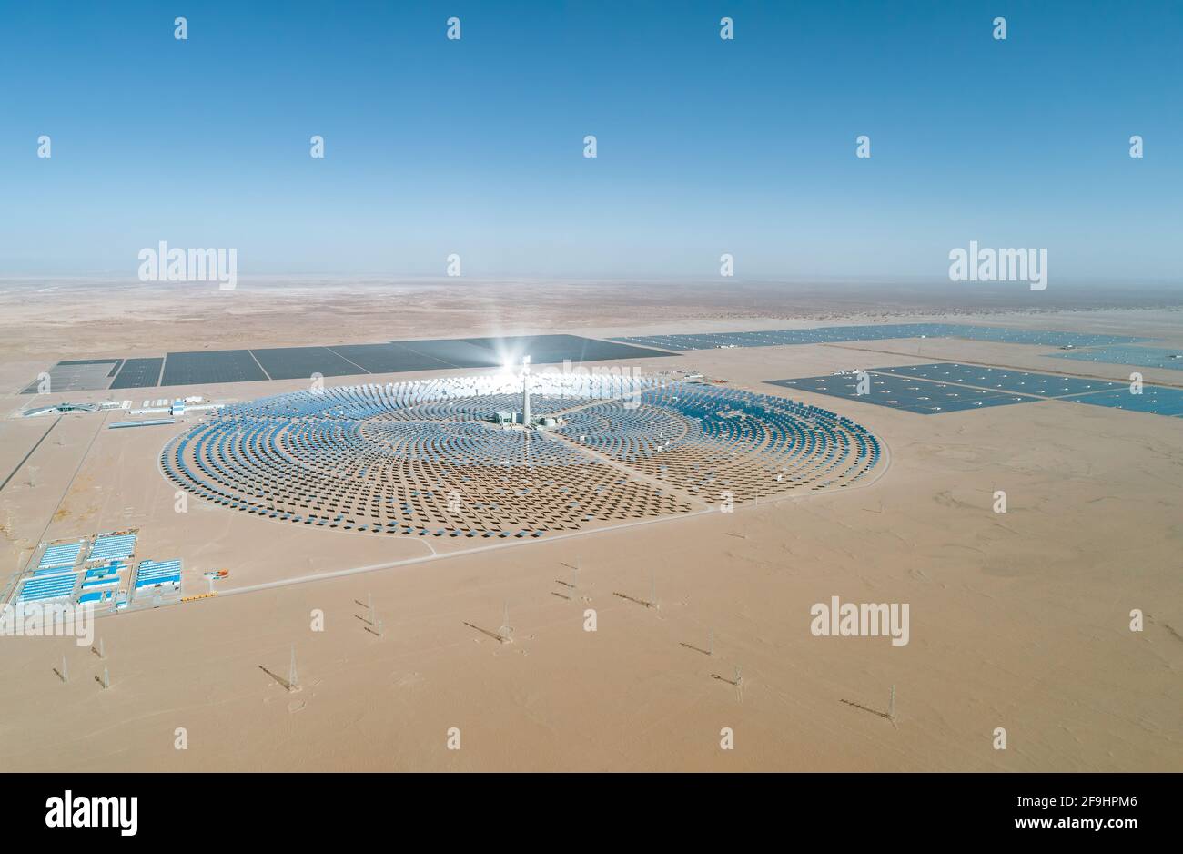 Aerial photo of solar thermal power plant Stock Photo - Alamy