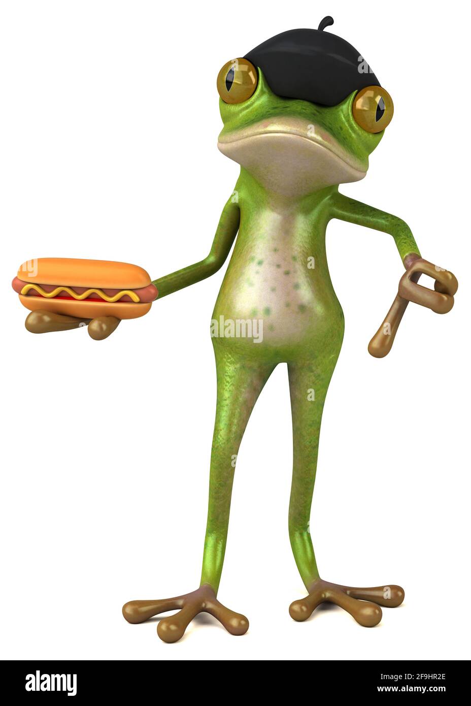 Fun french frog - 3D Illustration Stock Photo - Alamy