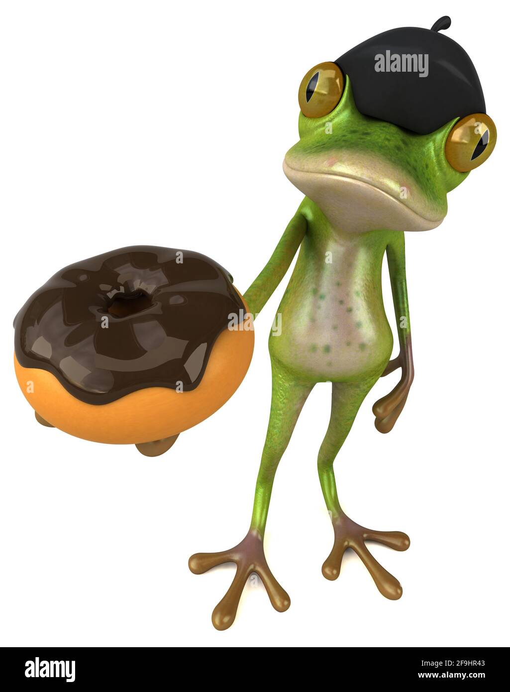 Fun french frog - 3D Illustration Stock Photo - Alamy