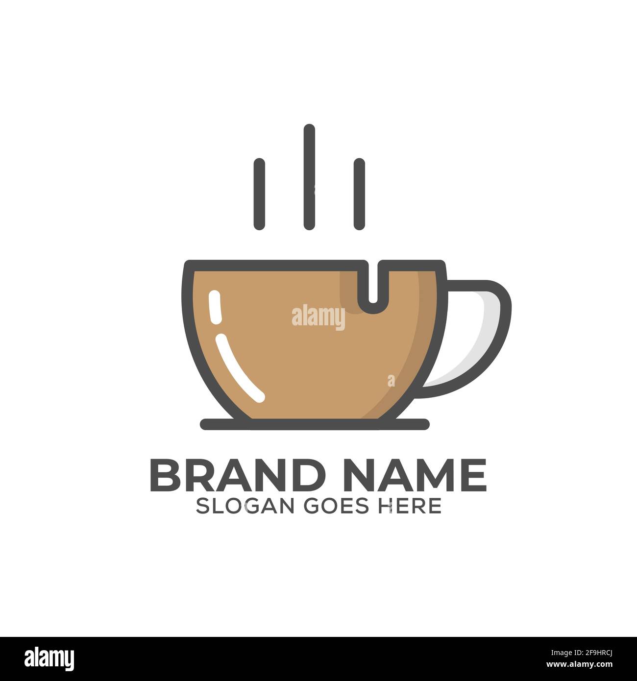 fresh coffee cup logo vector, outline coffee shop logo template, flat ...