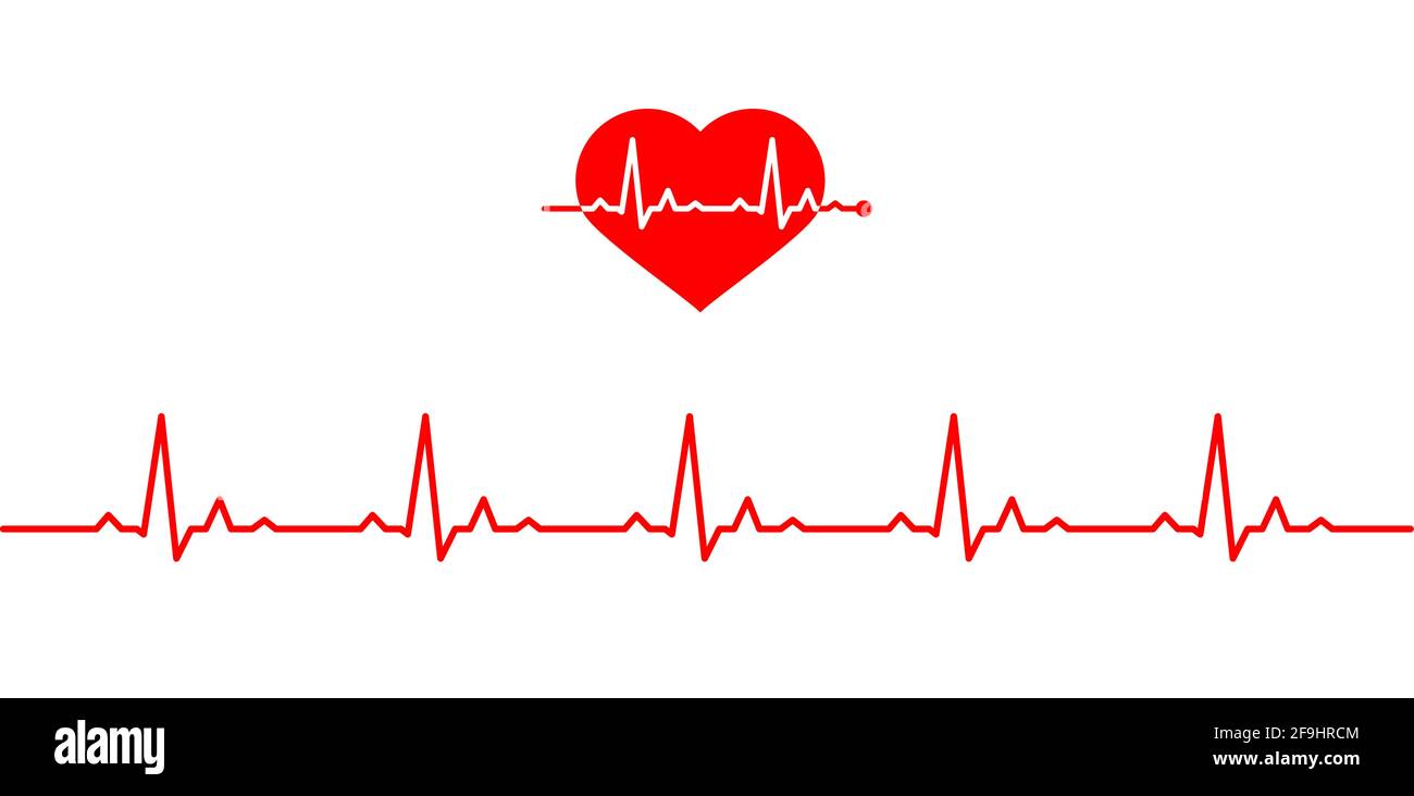 Red Line Heartbeat With Icon Heart Normal Heart Rate Line Cardiogram