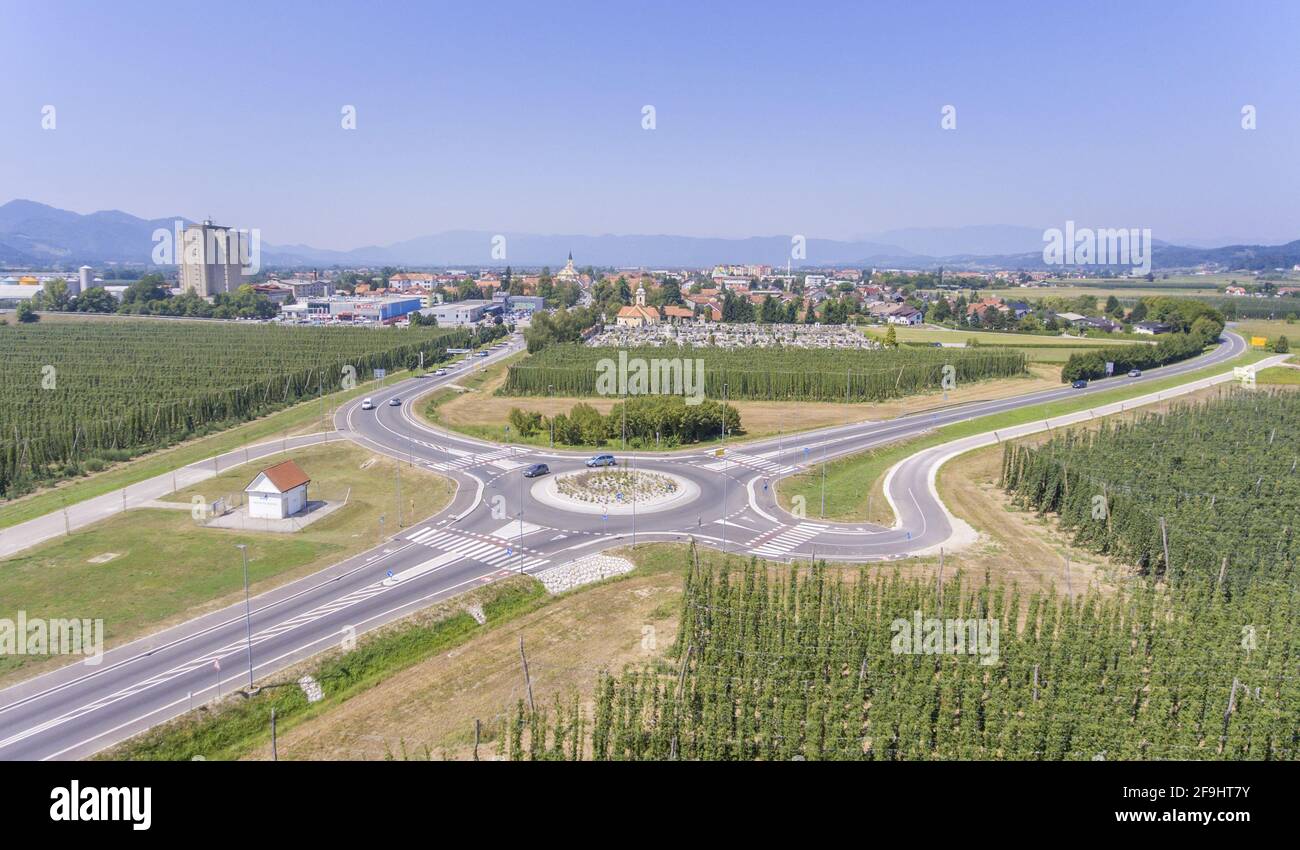 Aerial shot roundabout in rural hi-res stock photography and images - Alamy