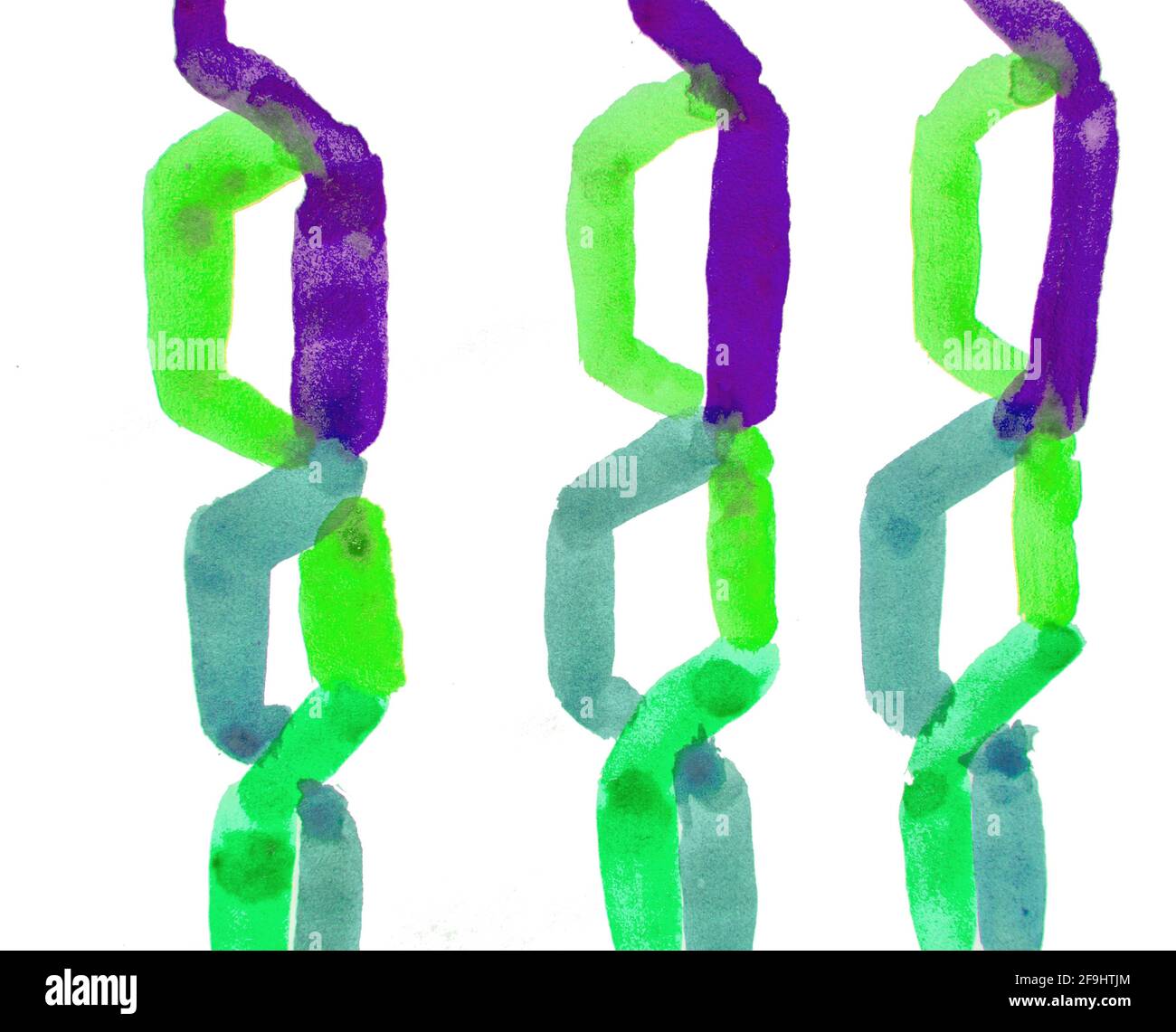 Simple pattern vertical multi-colored chains, children's watercolor ...