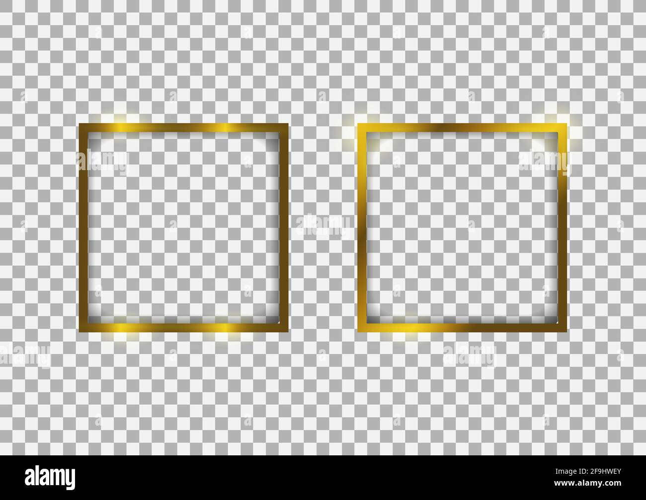 Luxury gold border with shadows isolated on transparent vector ...
