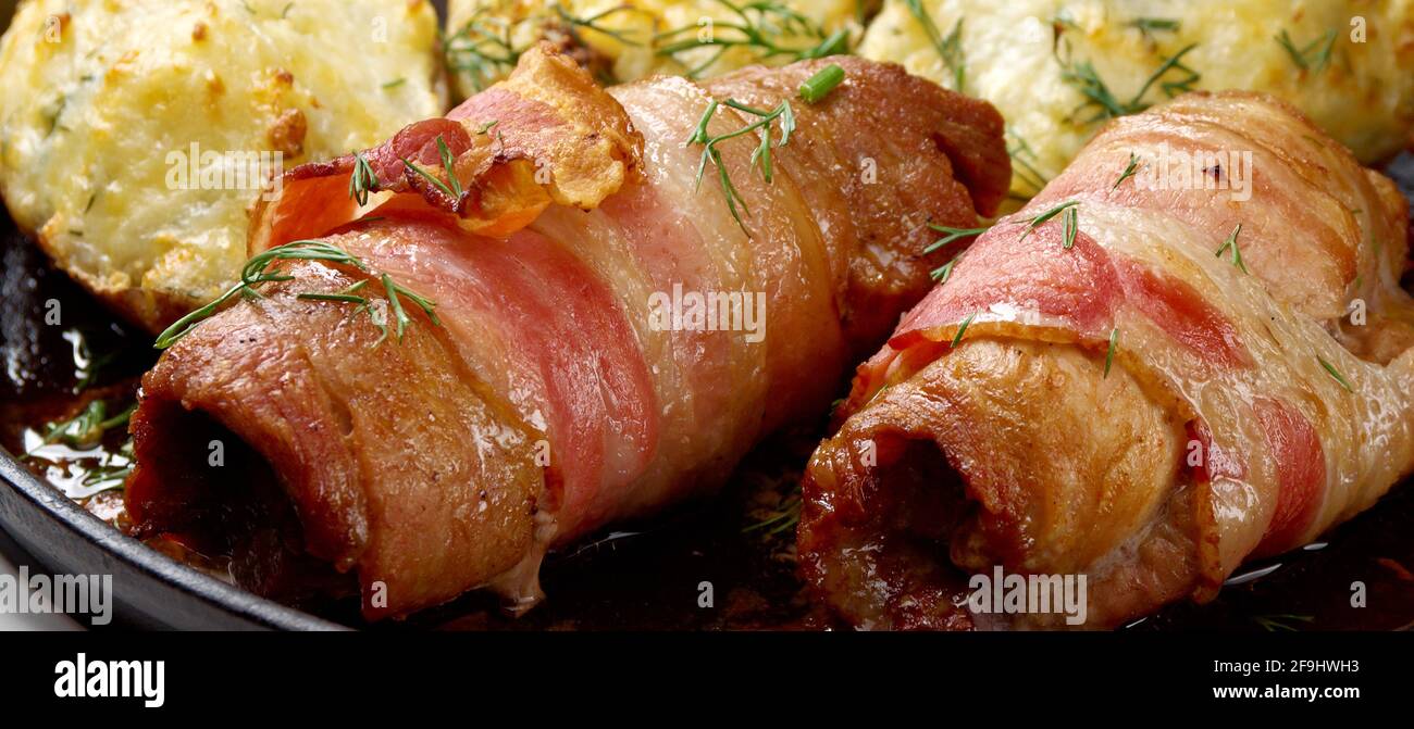 Polynesian Rumaki Chicken Liver and Bacon Appetizer close up Stock ...