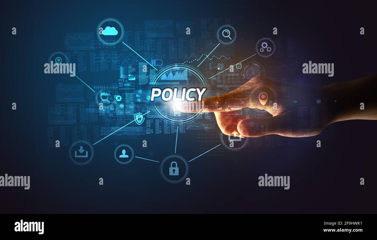 Hand touching cybersecurity button concept Stock Photo - Alamy