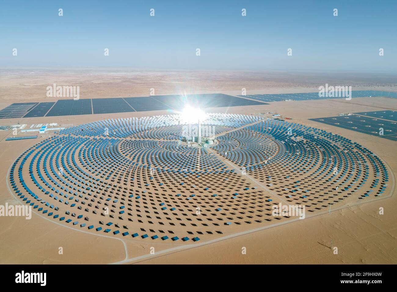 Aerial photo of solar thermal power plant Stock Photo - Alamy
