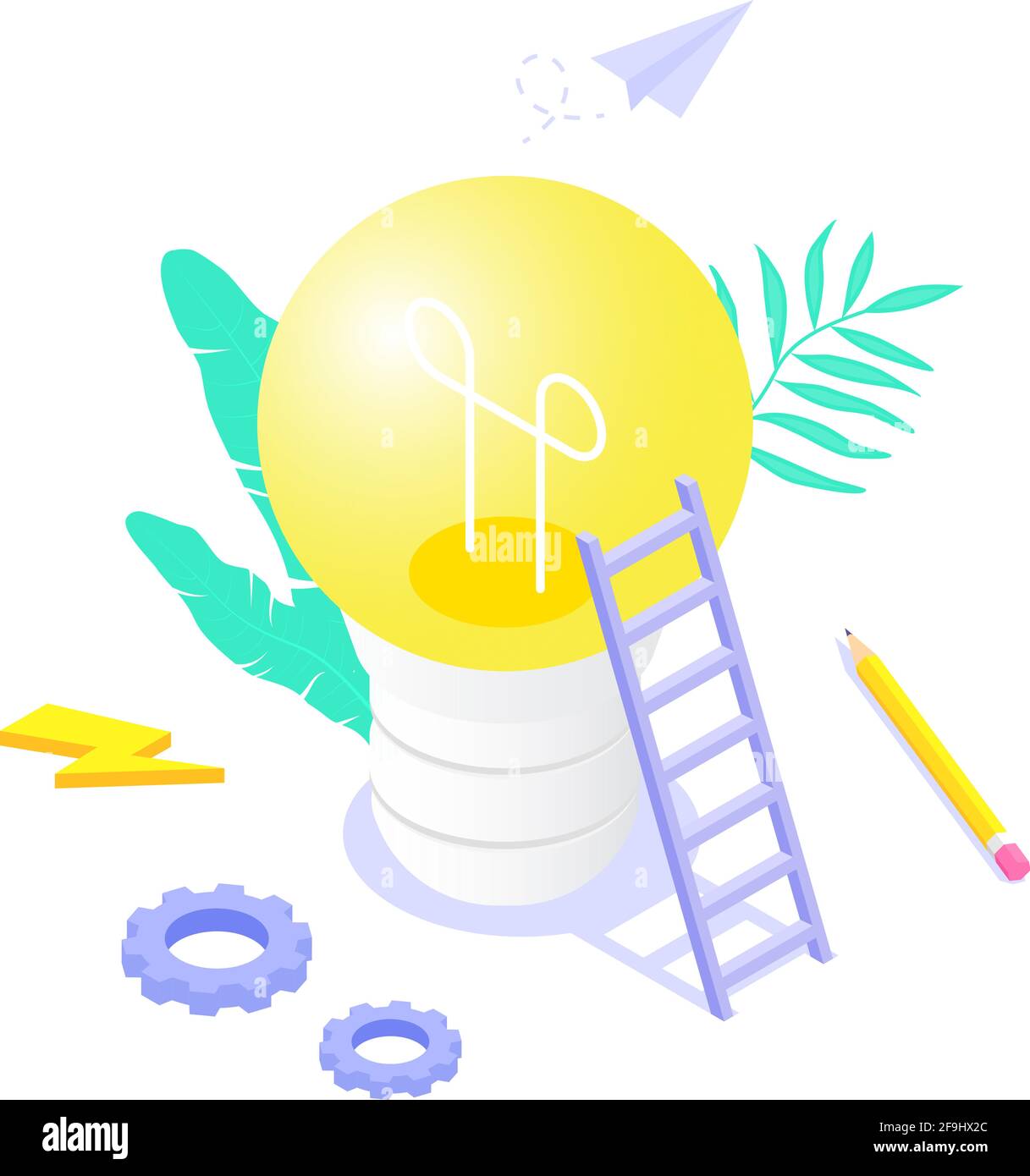 The concept of a big idea and creativity. Included light bulb on a ...