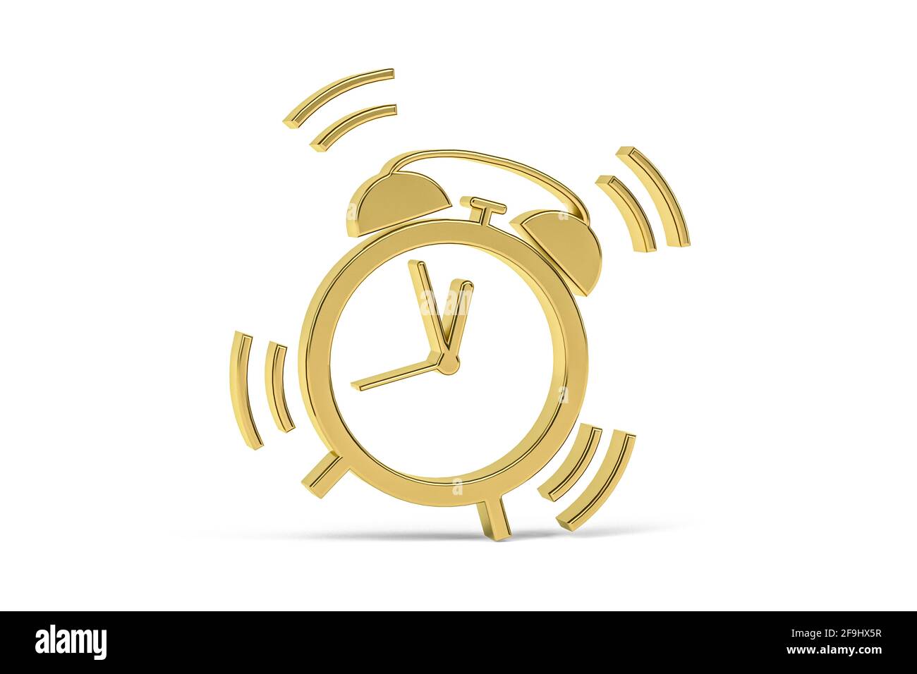 Golden 3d clock icon isolated on white background - 3D render Stock ...