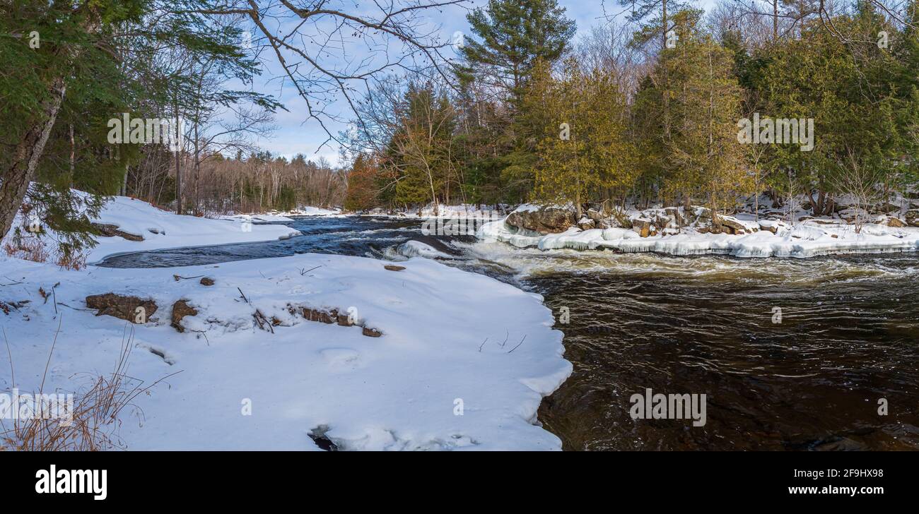 Oxtongue Rapids Dwight Ontario Canada in winter Stock Photo - Alamy