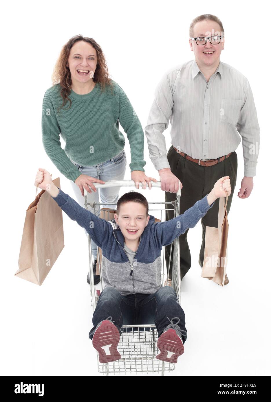 Happy family shopping cart hi-res stock photography and images - Alamy