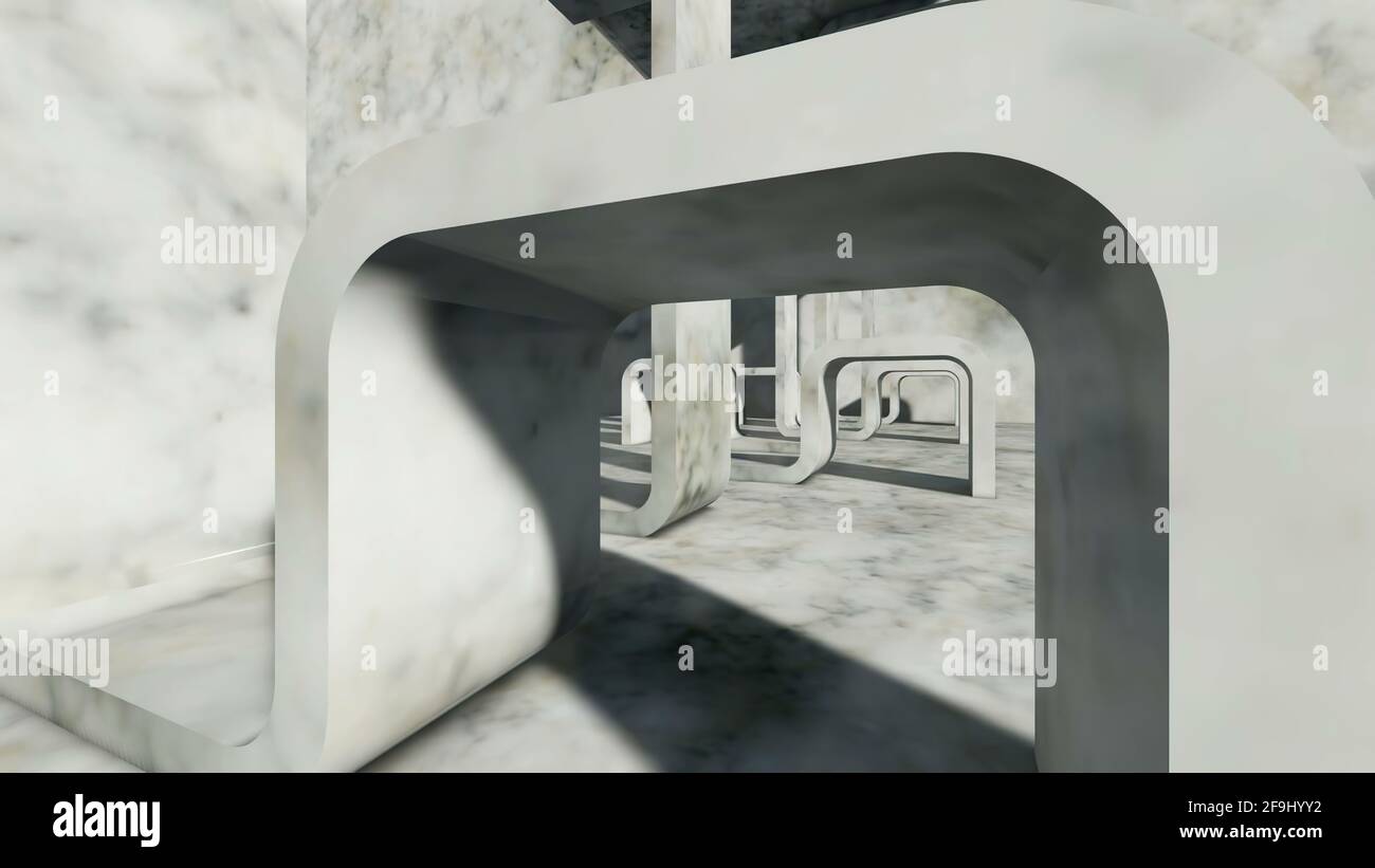 3D illustration - Empty abstract marble room interior Stock Photo - Alamy