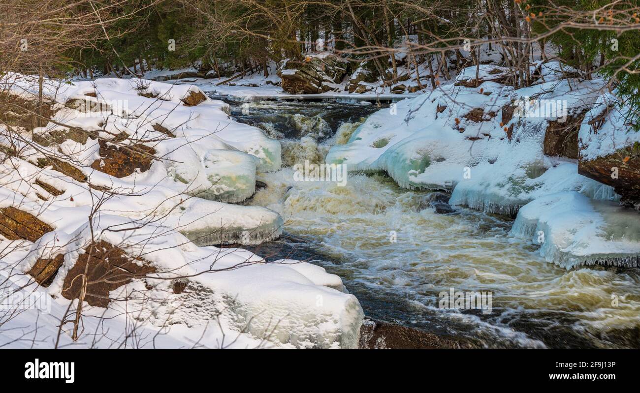 Oxtongue Rapids Dwight Ontario Canada in winter Stock Photo - Alamy