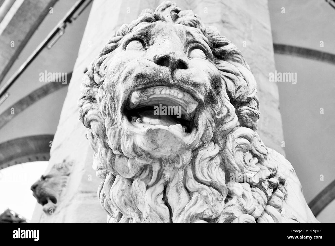 Florence, Tuscany, Italy: ancient statue of a lion in Piazza della ...