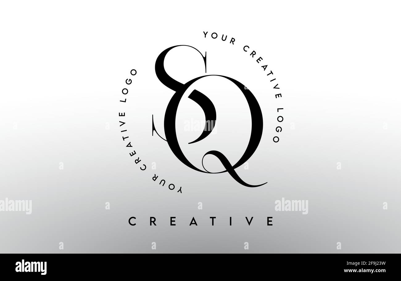 SQ Letter Logo Design with Serif Typography Font and Elegant Modern ...
