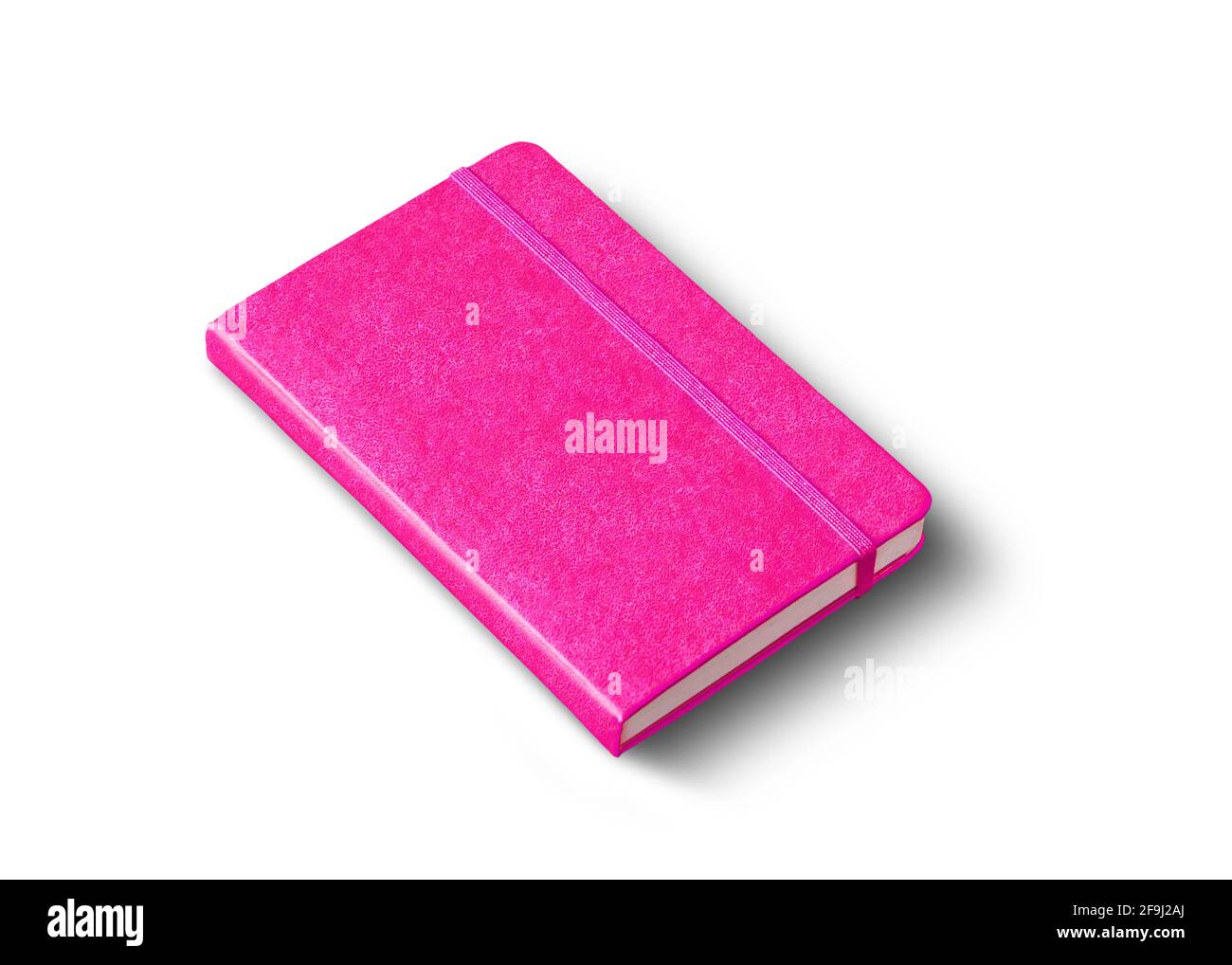 Pink closed notebook mockup isolated on white Stock Photo - Alamy