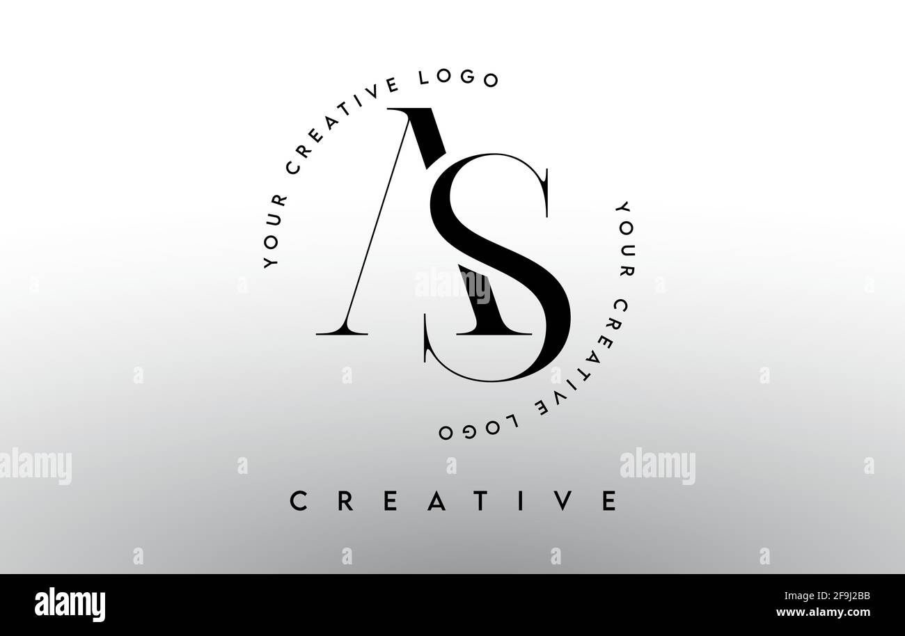 AS Letter Logo Design with Serif Typography Font and Elegant Modern ...