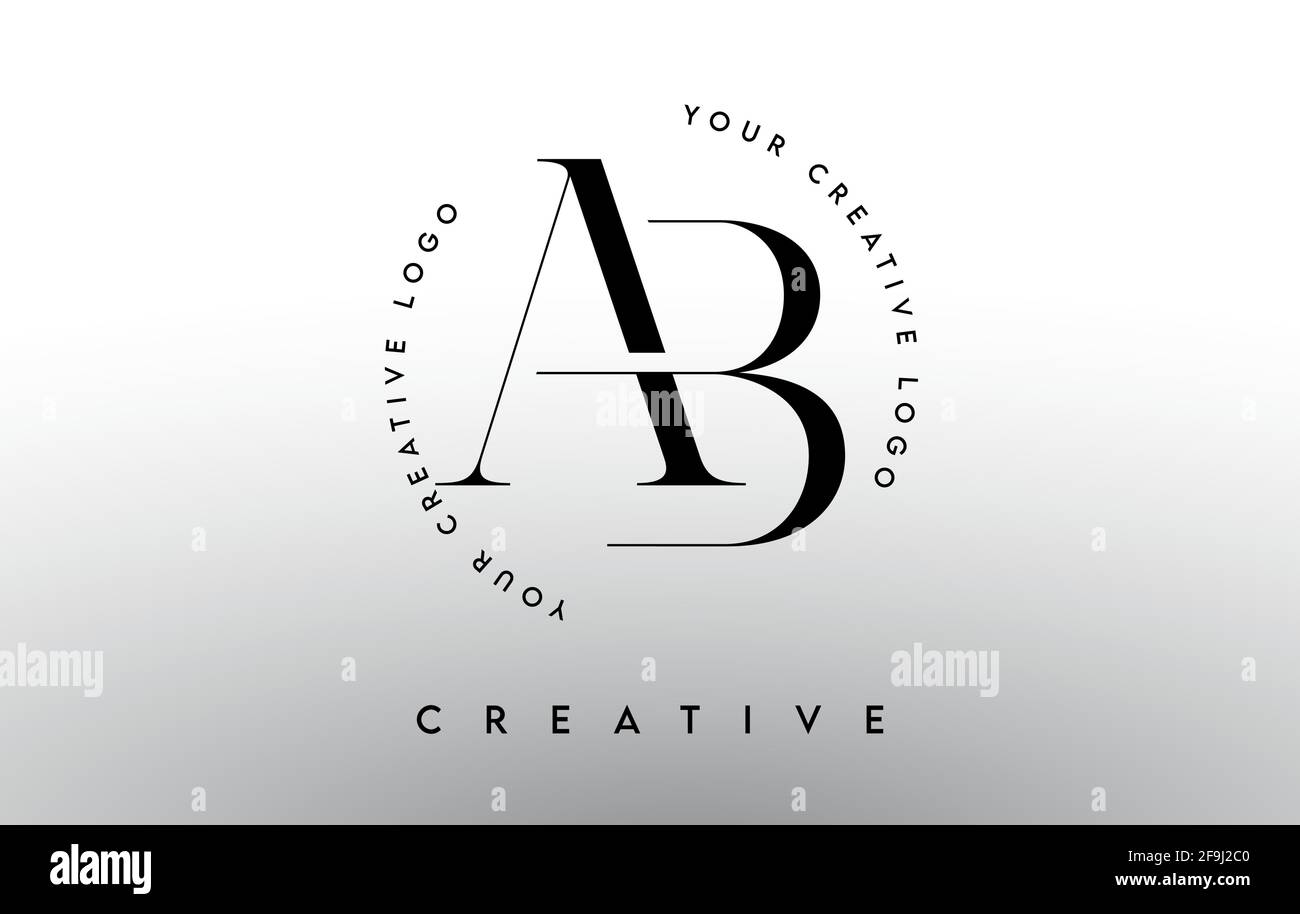 AB Letter Logo Design with Serif Typography Font and Elegant Modern ...