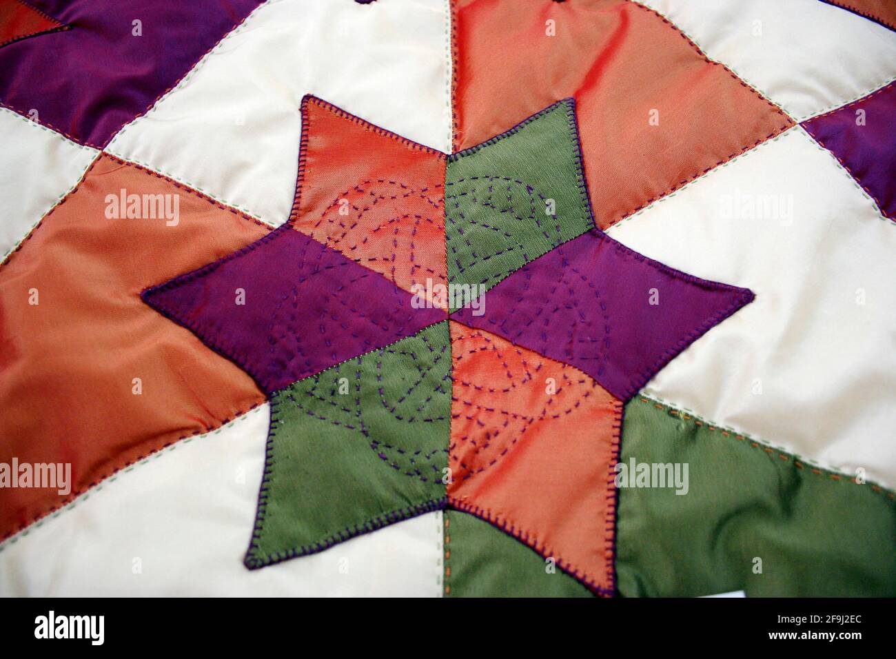 Colorful handmade patched bedspread texture background Stock Photo - Alamy