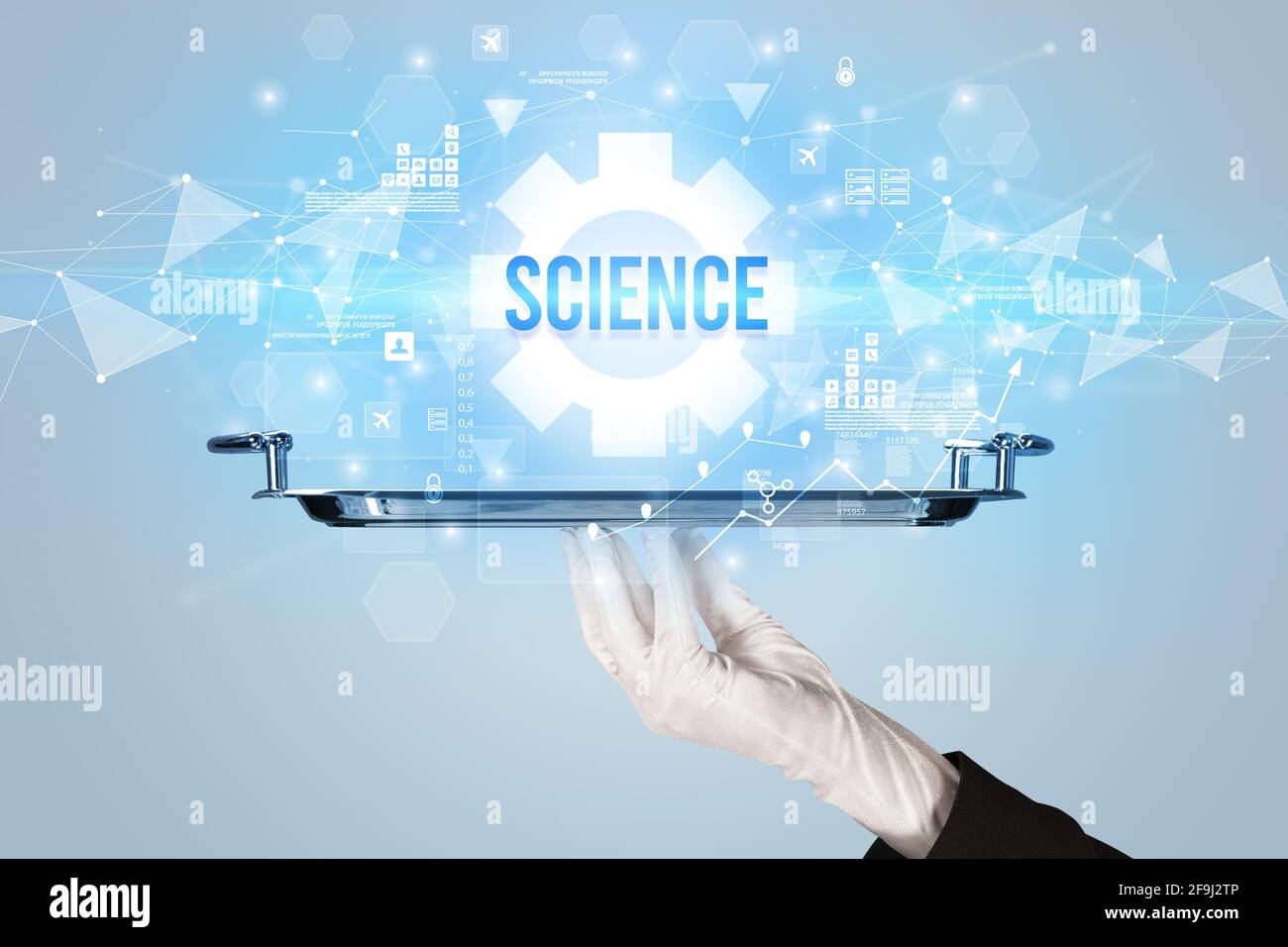 Waiter serving new technology concept Stock Photo - Alamy
