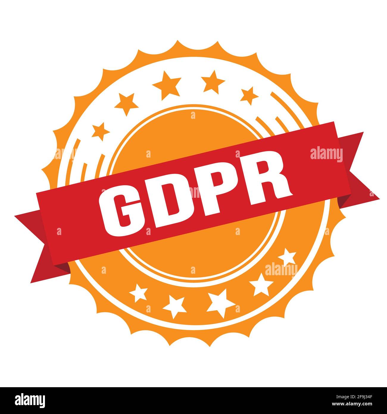 GDPR text on red orange ribbon badge stamp Stock Photo - Alamy