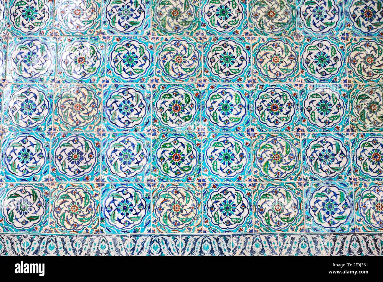 Details of Traditional Turkish Blue Tile with Blue, Green and Red Color ...