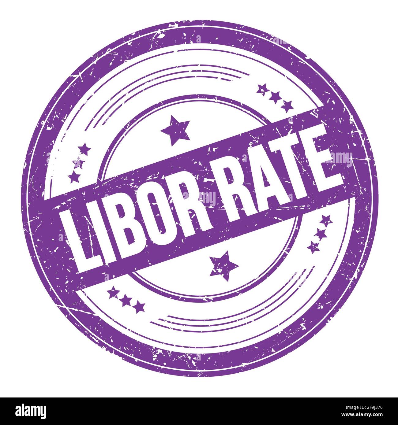 LIBOR RATE text on violet indigo round grungy texture stamp Stock Photo ...