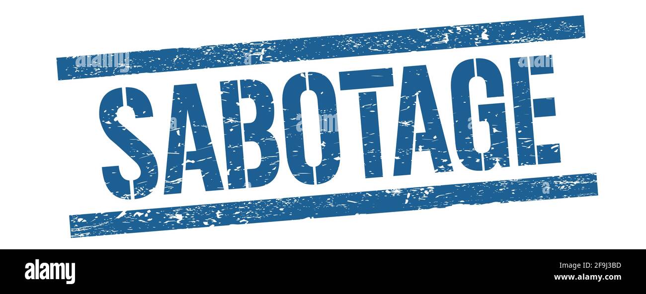 SABOTAGE text on blue grungy lines stamp sign Stock Photo - Alamy