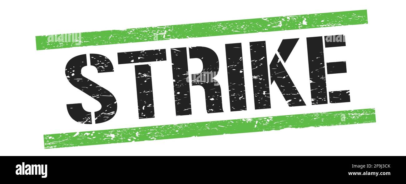 STRIKE text on black green grungy lines stamp sign Stock Photo - Alamy