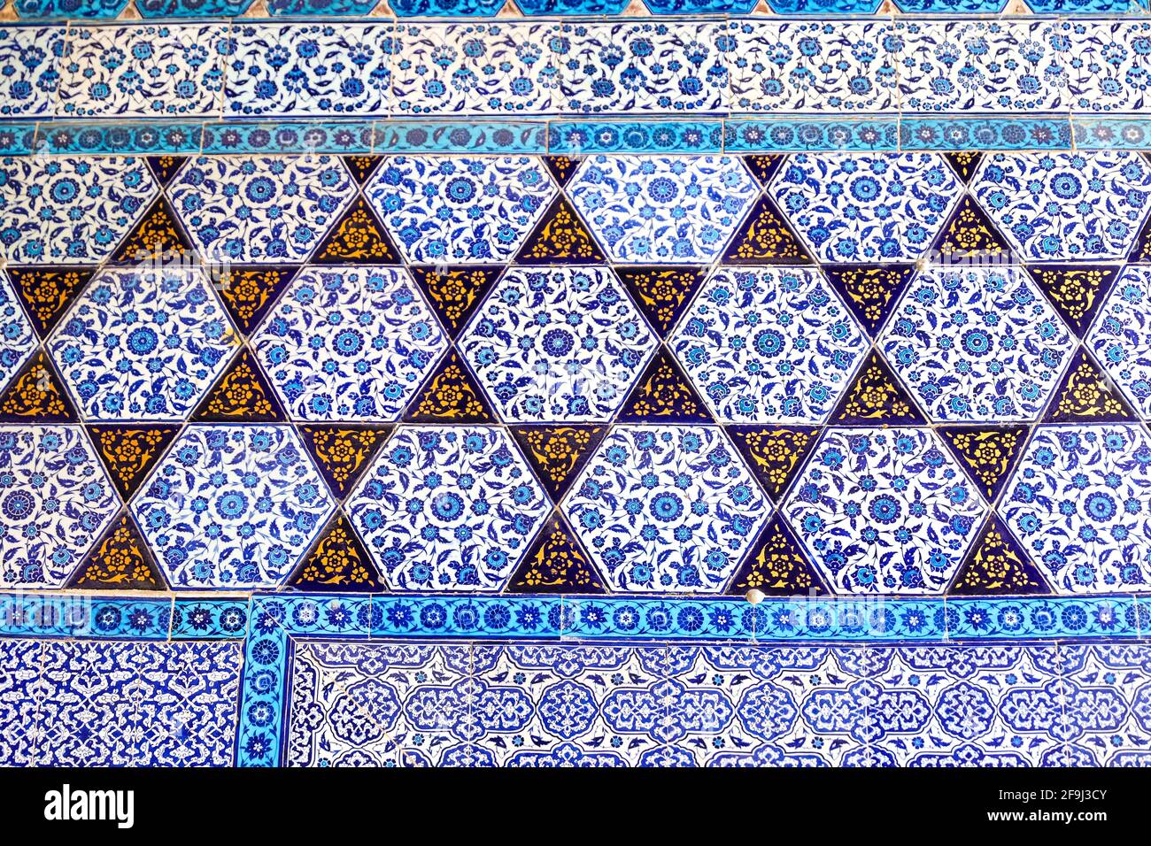 Details of Traditional Turkish Blue Tile with Blue, Green and Red Color ...