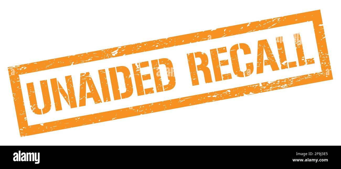 UNAIDED RECALL orange grungy rectangle stamp sign Stock Photo - Alamy