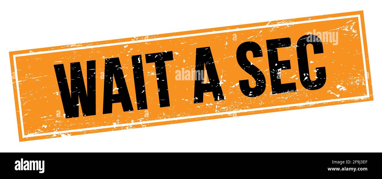 WAIT A SEC text on black orange grungy rectangle stamp sign Stock Photo ...
