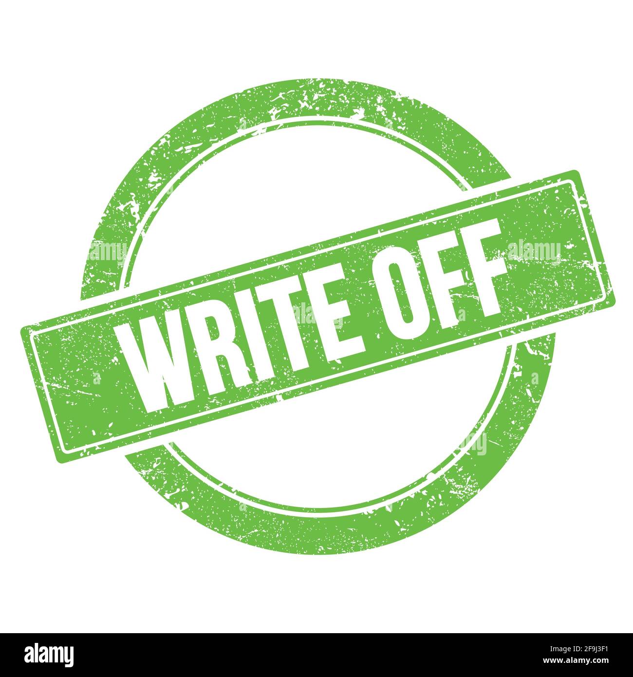 WRITE OFF text on green grungy round vintage stamp Stock Photo - Alamy