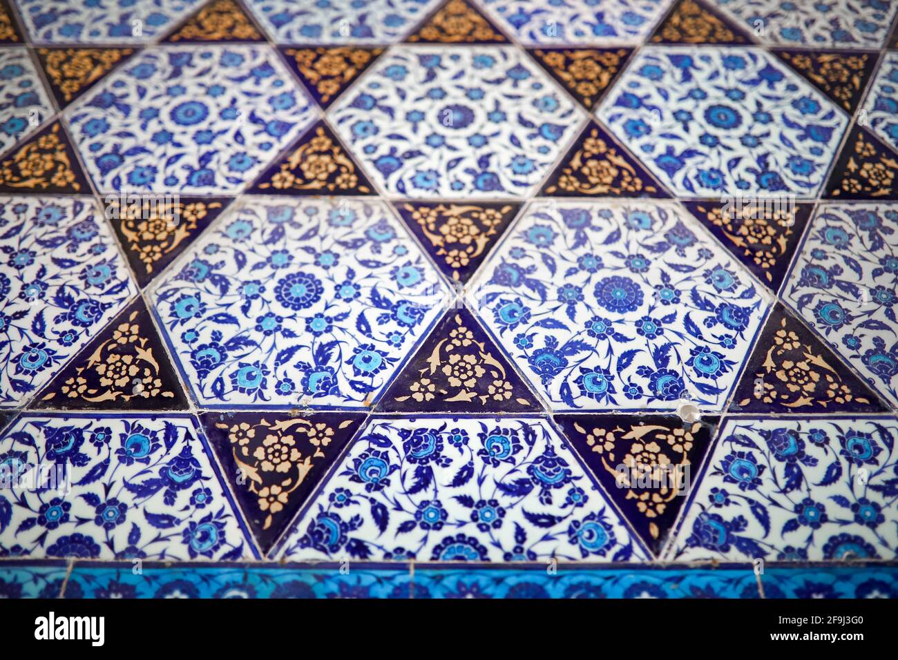 Details of Traditional Turkish Blue Tile with Blue, Green and Red Color ...