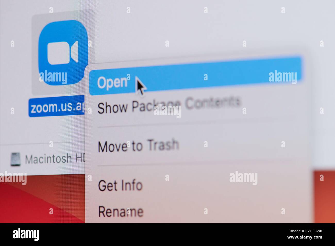 New york, USA - April 19, 2021: Click and open zoom app on laptop ...