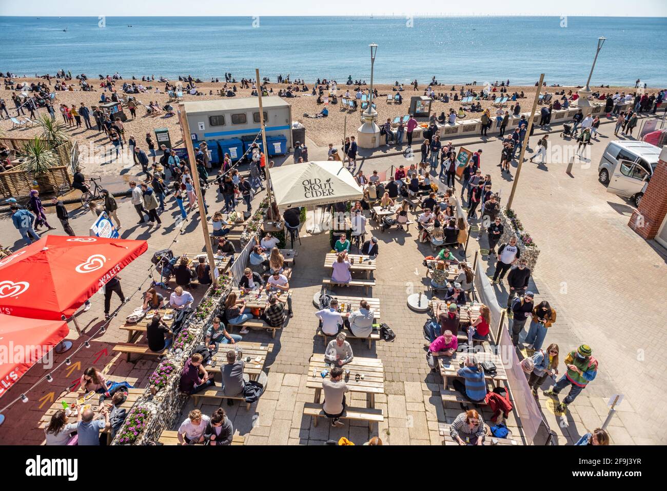 Brighton, April 17th 2021: The crowds were back on Brighton beach this ...