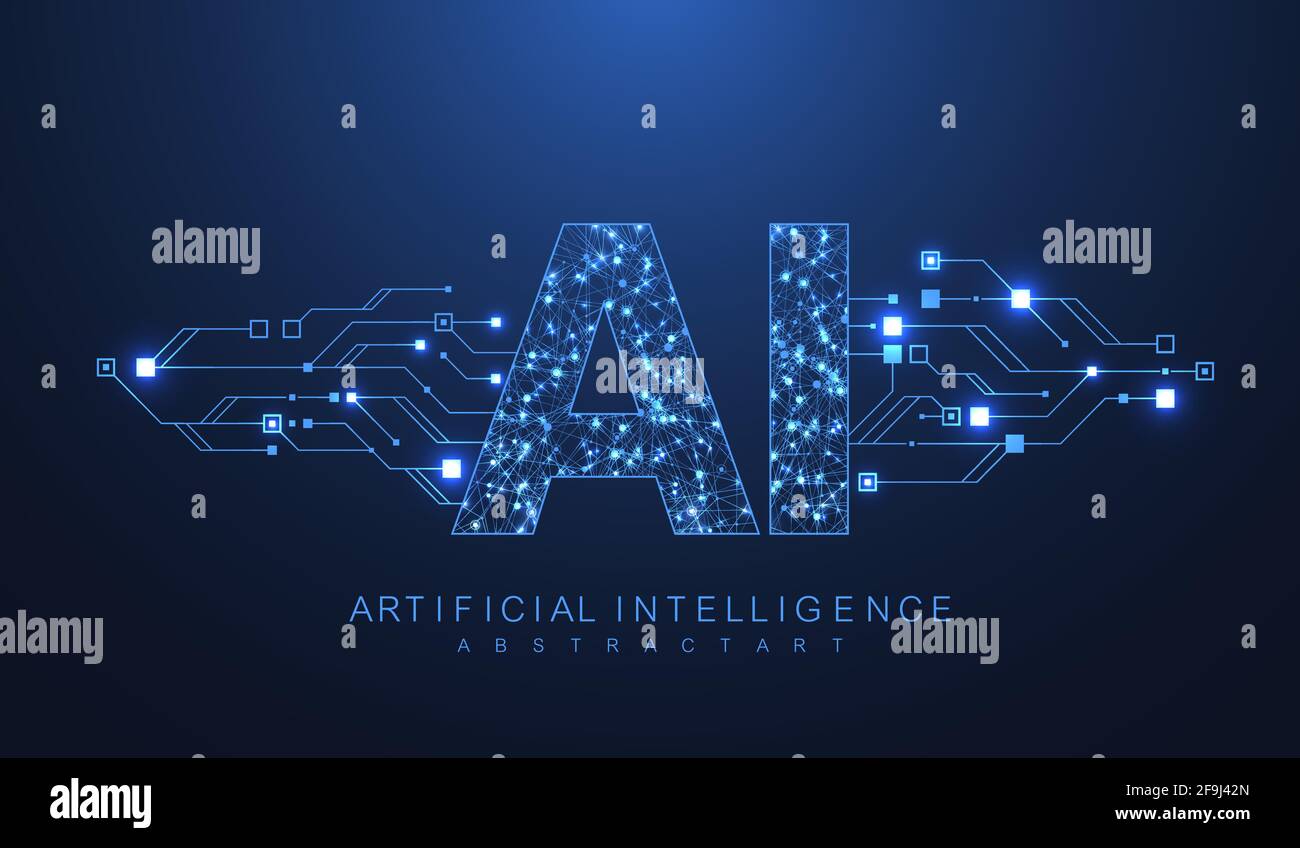 Artificial intelligence and machine learning concept futuristic vector symbol. Artificial ...
