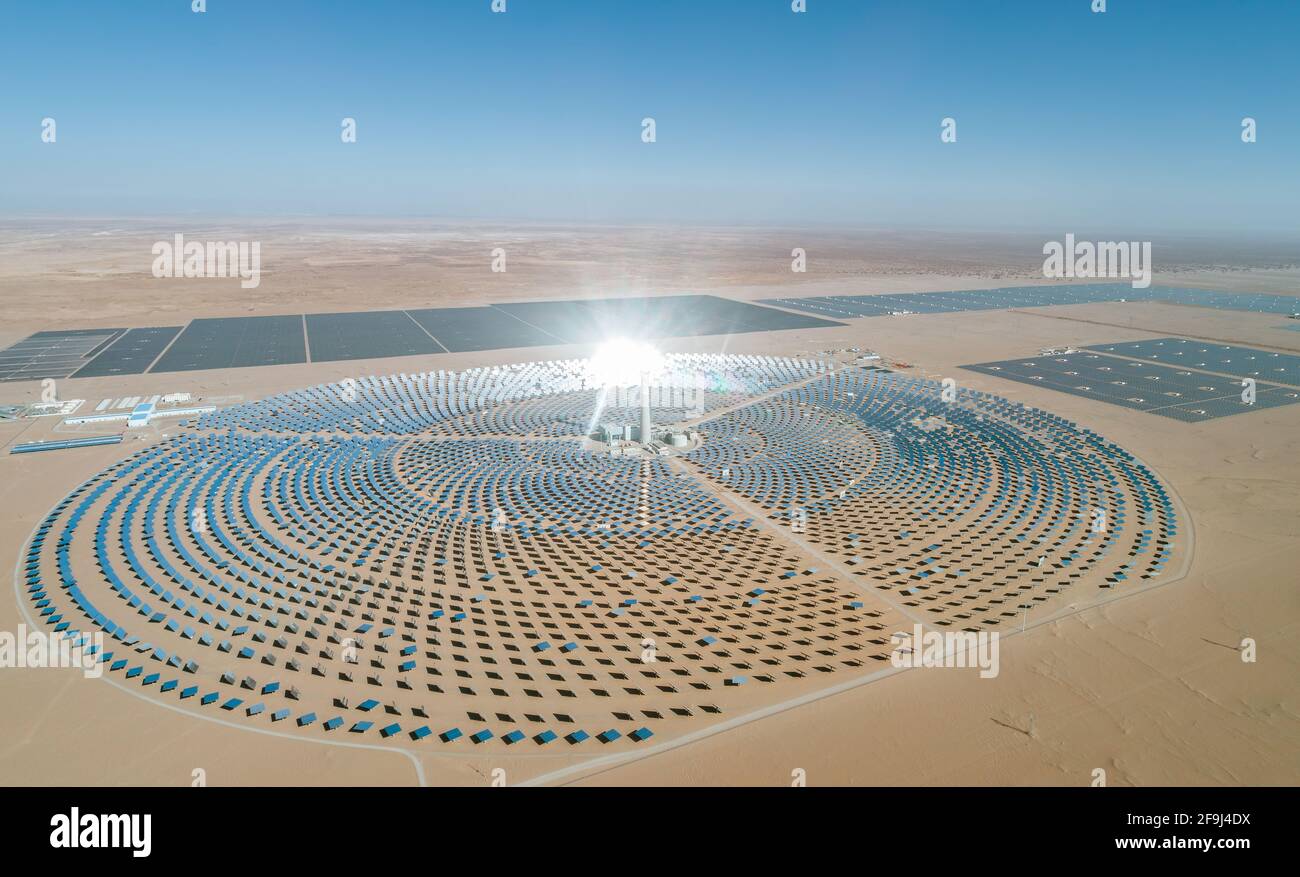 Aerial photo of solar thermal power plant Stock Photo - Alamy