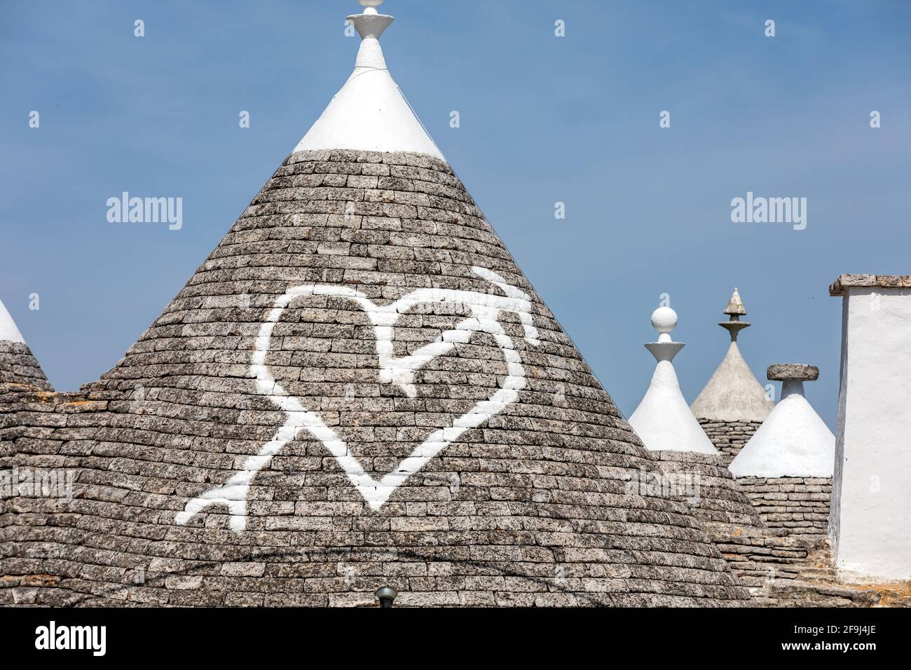Stone roof of Trulli House in Alberobello, Italy. The style of ...
